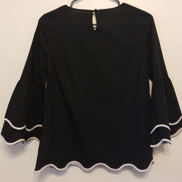 Talbots | Tops | Talbots Black Top Wembroidered Scallopedge | Poshmark
